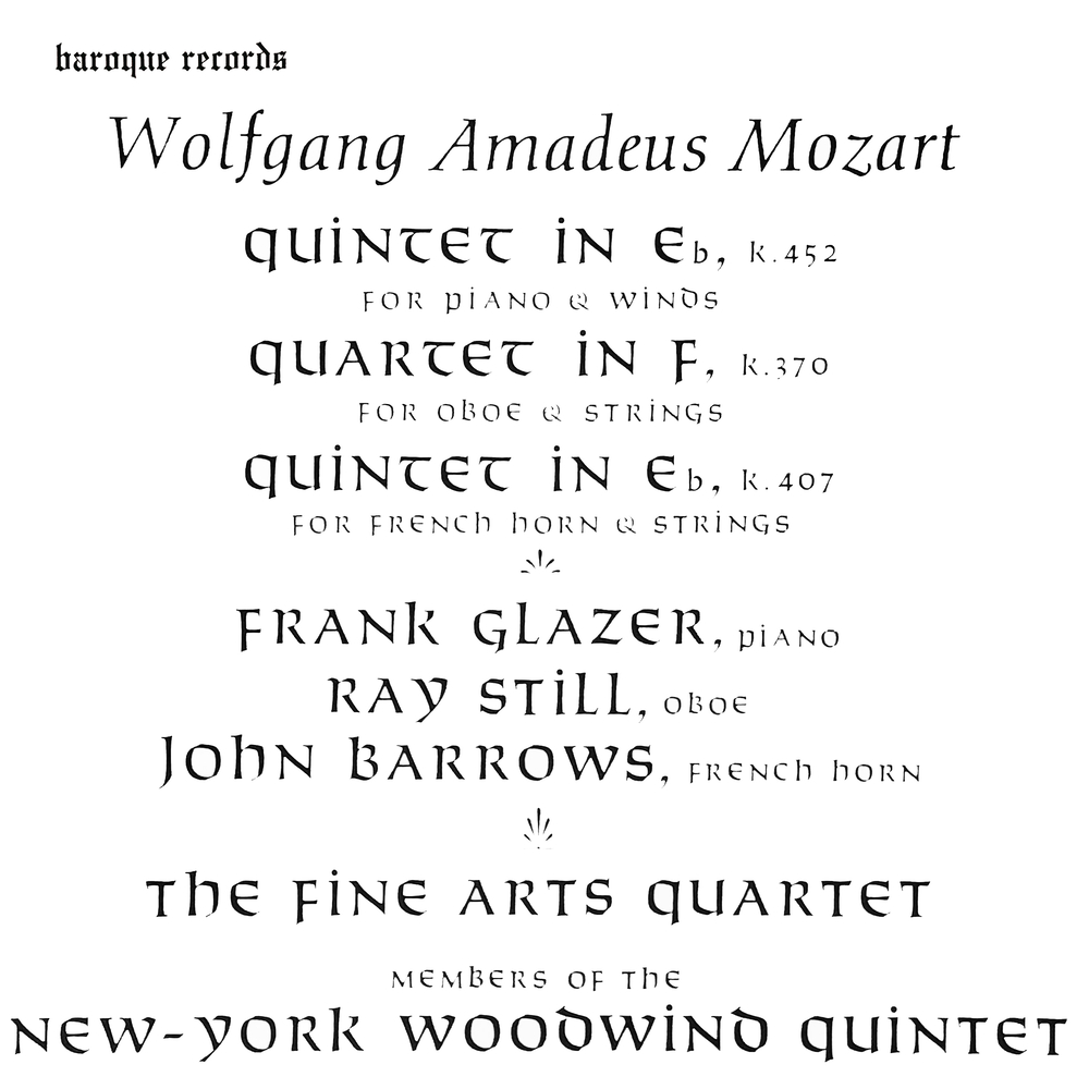 Frank Glazer; Ray Still; John Barrows; New York Woodwind Quintet; The ...